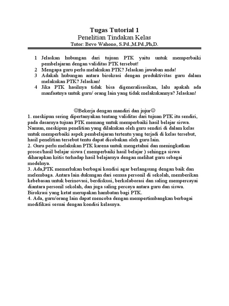 Contoh Soal PTK | PDF