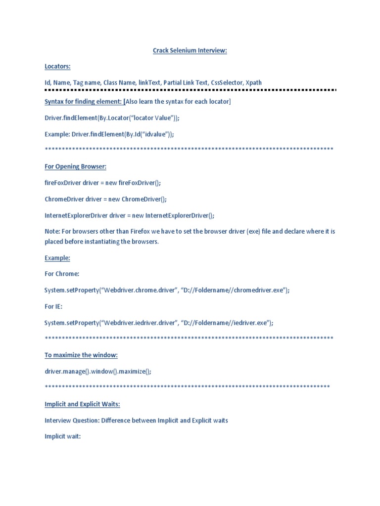 Crack Selenium Interview | PDF | Method (Computer Programming) | Programming