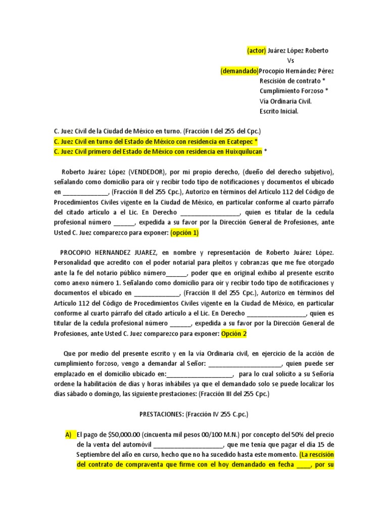 Ejemplo Demanda Ordinario Civil. | PDF | Justicia | Crimen y violencia