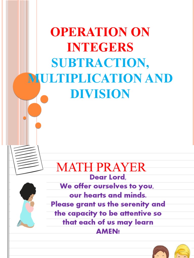 Integer Operations: Addition, Subtraction, Multiplication, Division ...