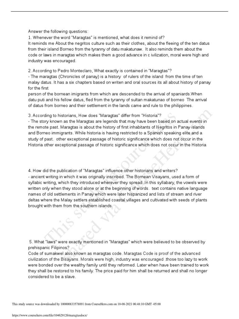 Maragtas Docx-1 | PDF | Philippines | Southeast Asia