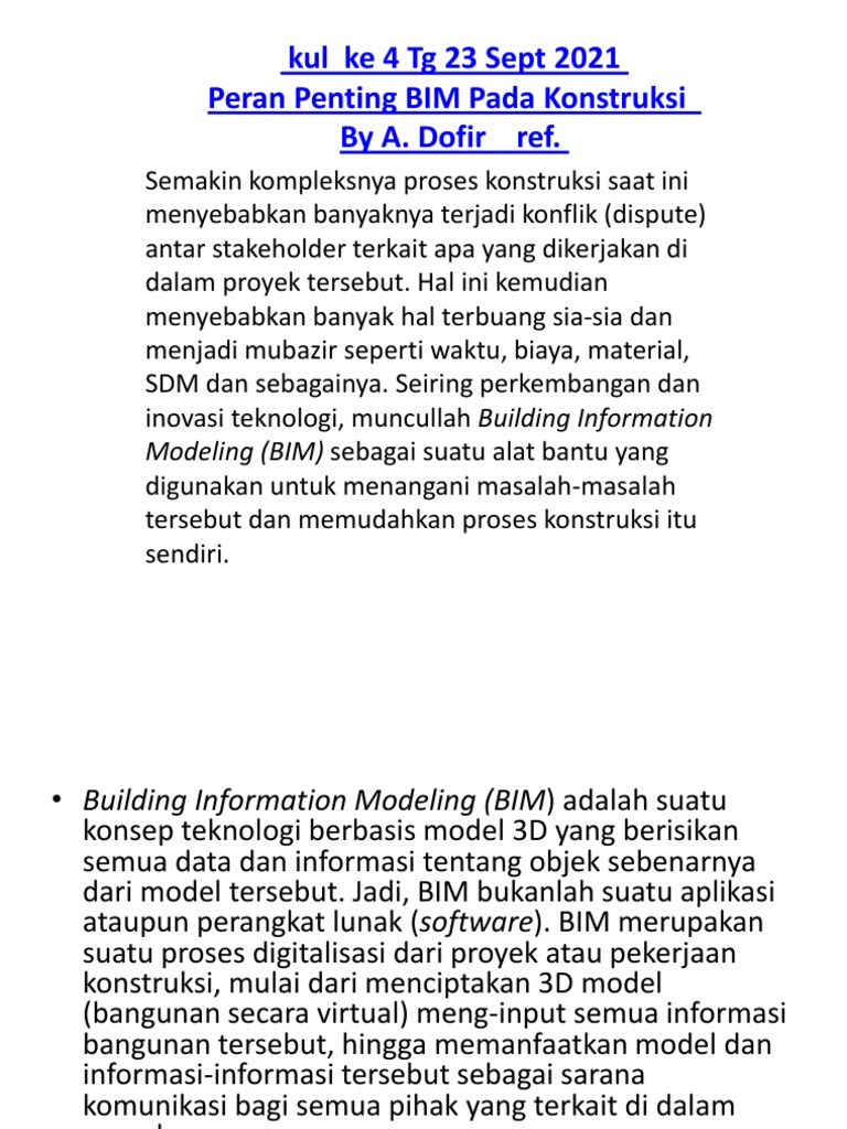 BIM Kul Ke 4 TG 23 Sept 2021 | PDF
