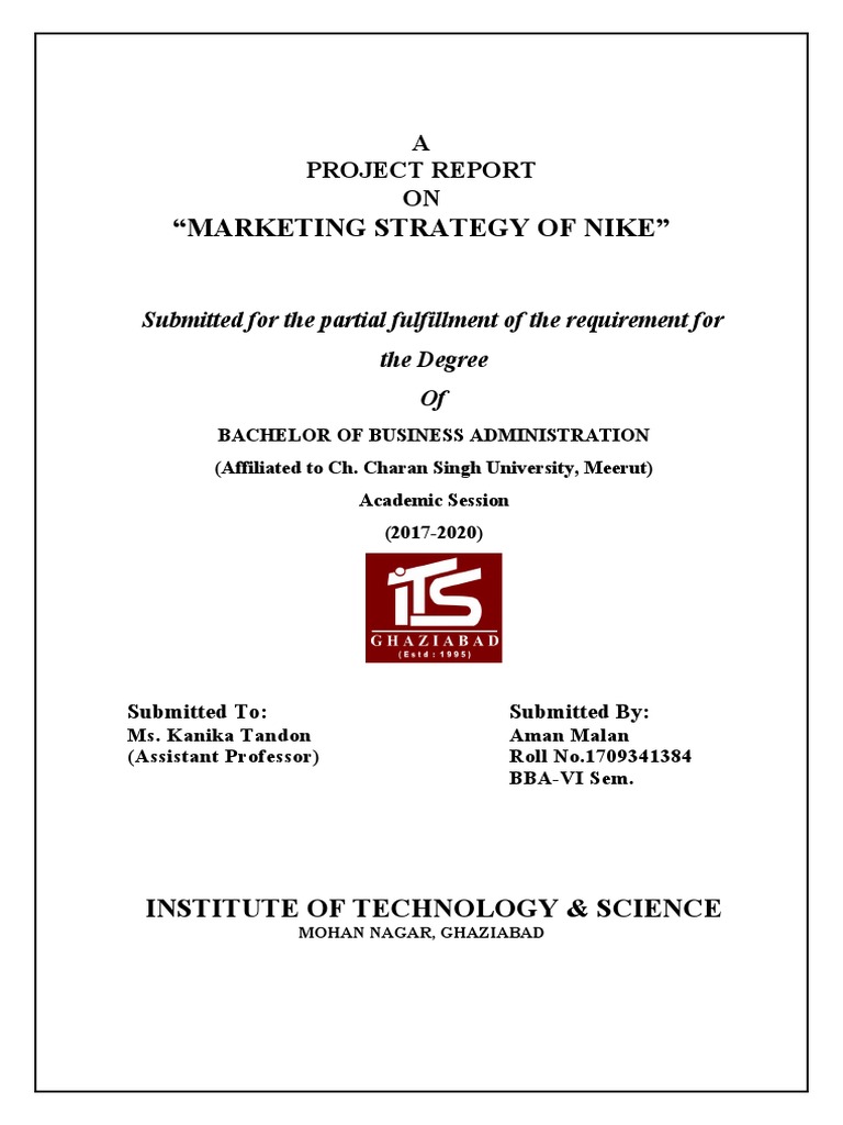 MARKETING STRATEGY OF NIKE Research Report Nike - Docp | PDF | Nike | Brand