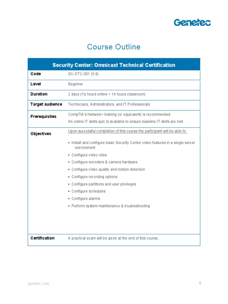 Security Center Omnicast Certification Course | PDF | Streaming Media ...