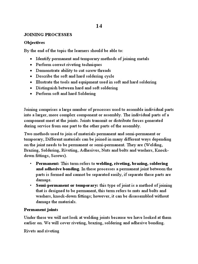 14 JOINING Processes | PDF | Soldering | Screw