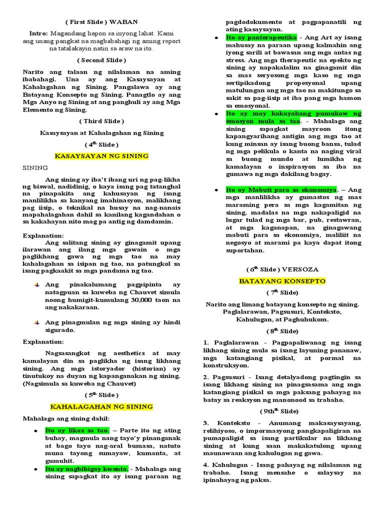 Ang Sining Script | PDF