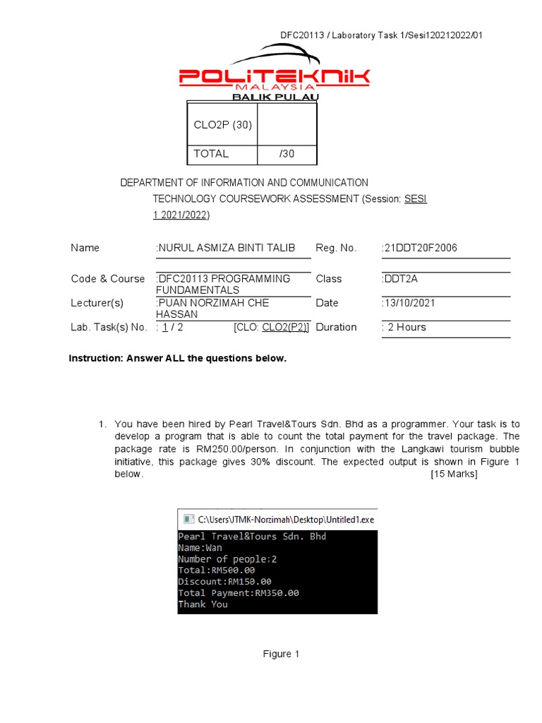 Question Laboratory Task 1 Sesi120212022 | PDF | Computer Programming | Systems Engineering