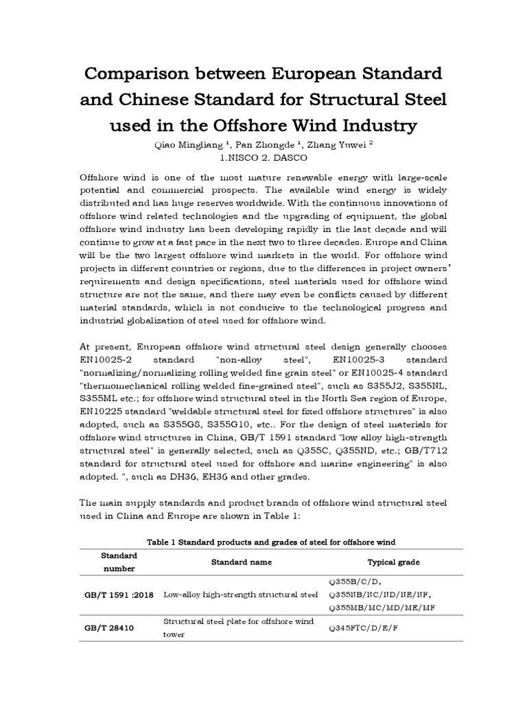 Comparison of European and Chinese Standard For Structural Steel in ...