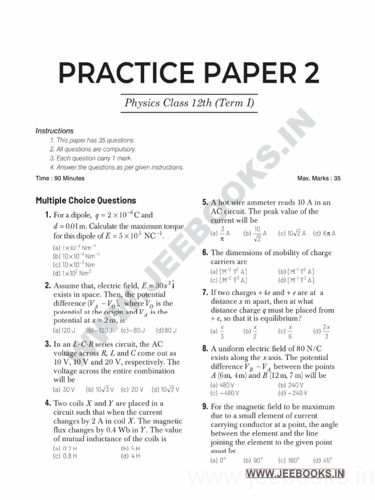 Arihant Physics Class 12 Term 1 - WWW - jeebOOKS.in 151 | PDF