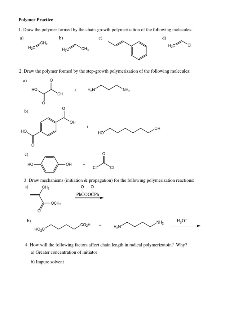Polymer Practice: H C CH H C CH H C CL | PDF | Teaching Methods & Materials