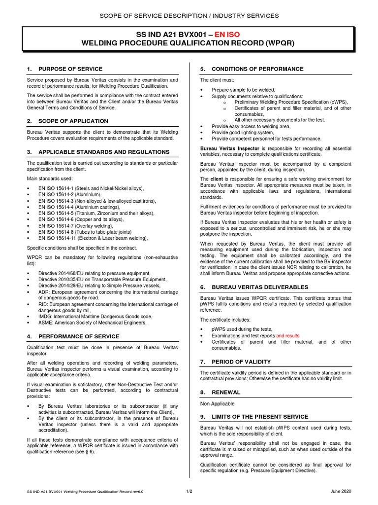 SS IND A21 BVX 001 - Welding Procedure Qualification Record (WPQR) | PDF | Welding | Construction
