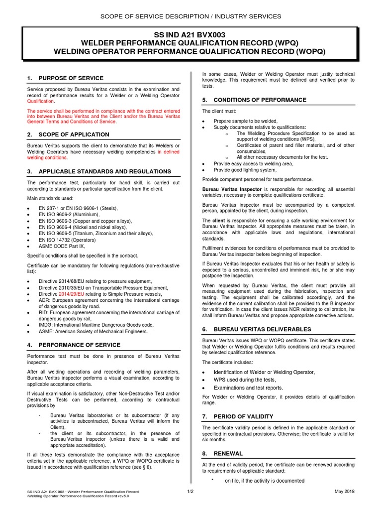 SS IND A21 BVX 003 - Welder Performance Qualification Record (WPQ ...