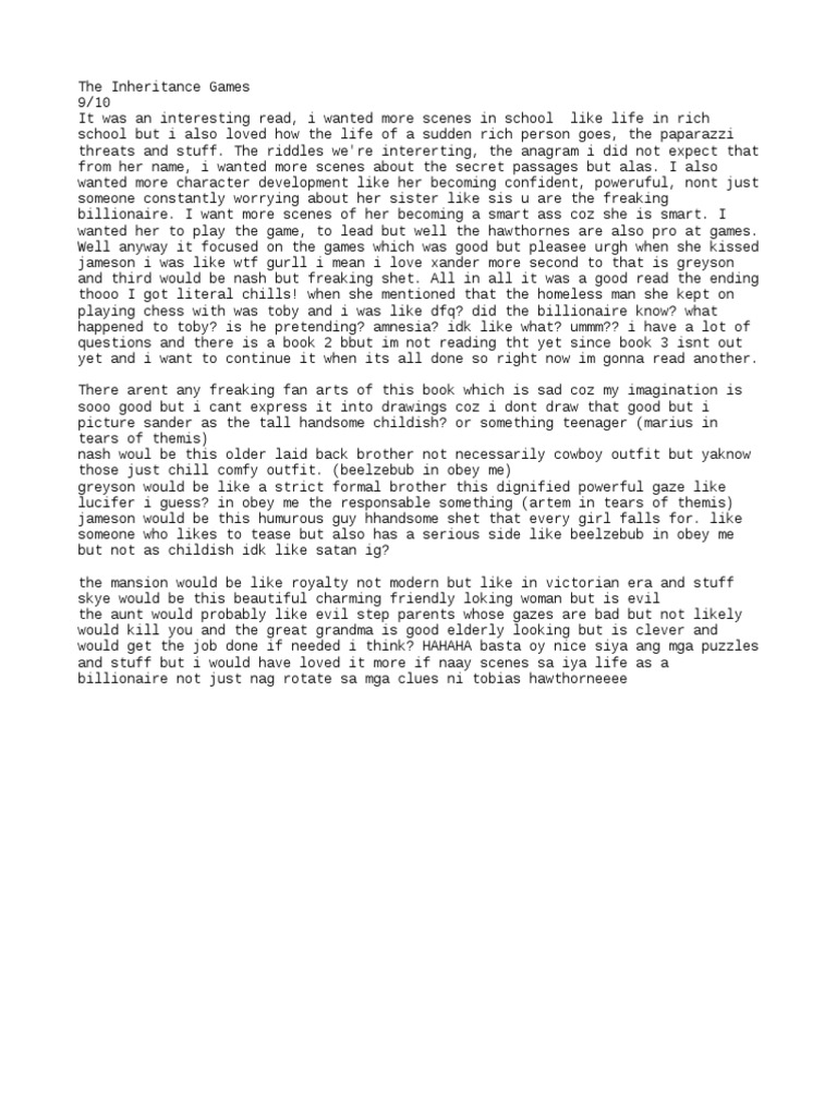 Review - The Inheritance Games | PDF