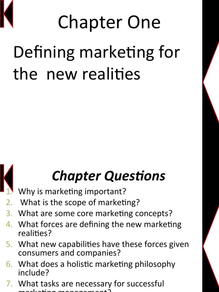 Chapter One Defining Marketing For The New Realities Pdf Marketing