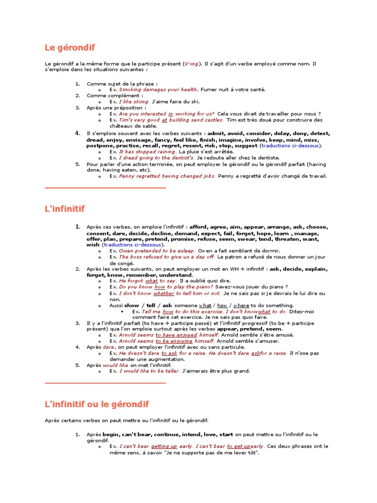 Le Gérondif | PDF | Verbe | Grammaire