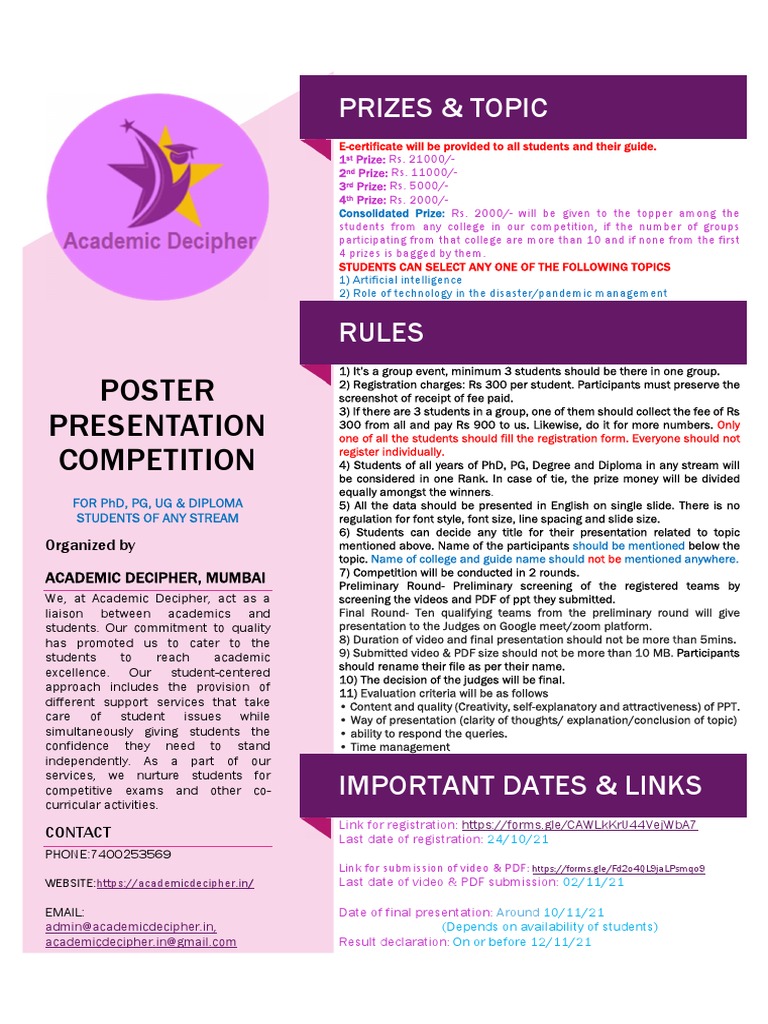 Poster Presentation Competition: Prizes & Topic | PDF
