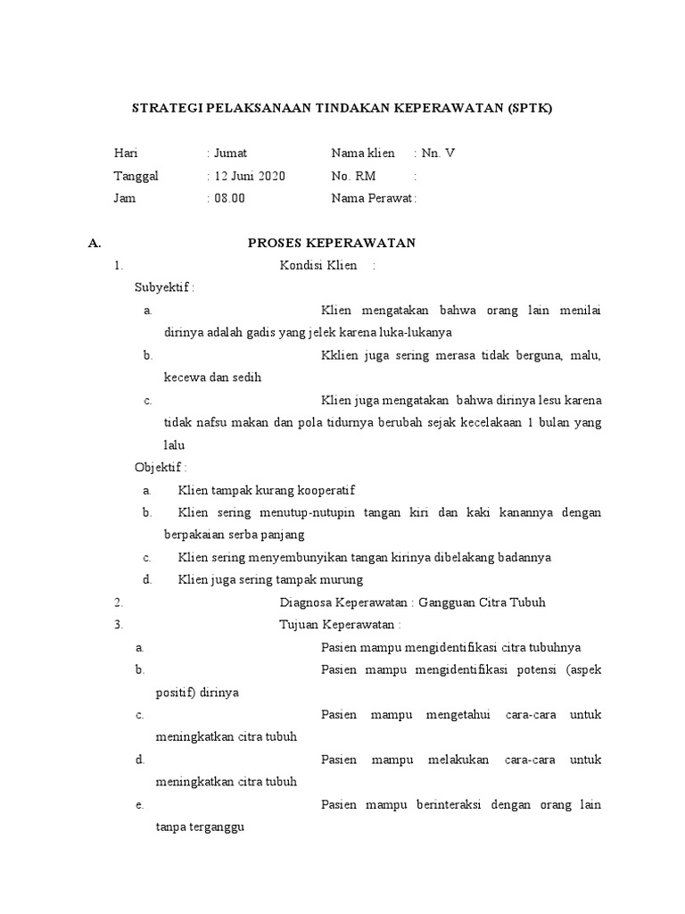 SPTK Gangguan Citra Tubuh SP 2 | PDF | Sains & Matematika