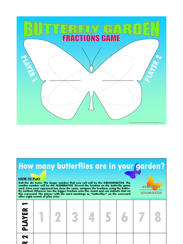 Butterfly Garden - Comparing Fractions Game | PDF