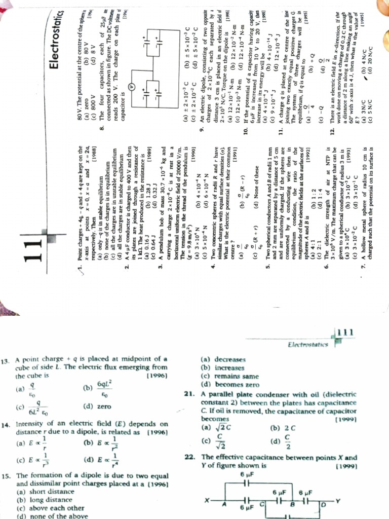 Electrostatics Concepts and Problems | PDF | Capacitor | Electrostatics