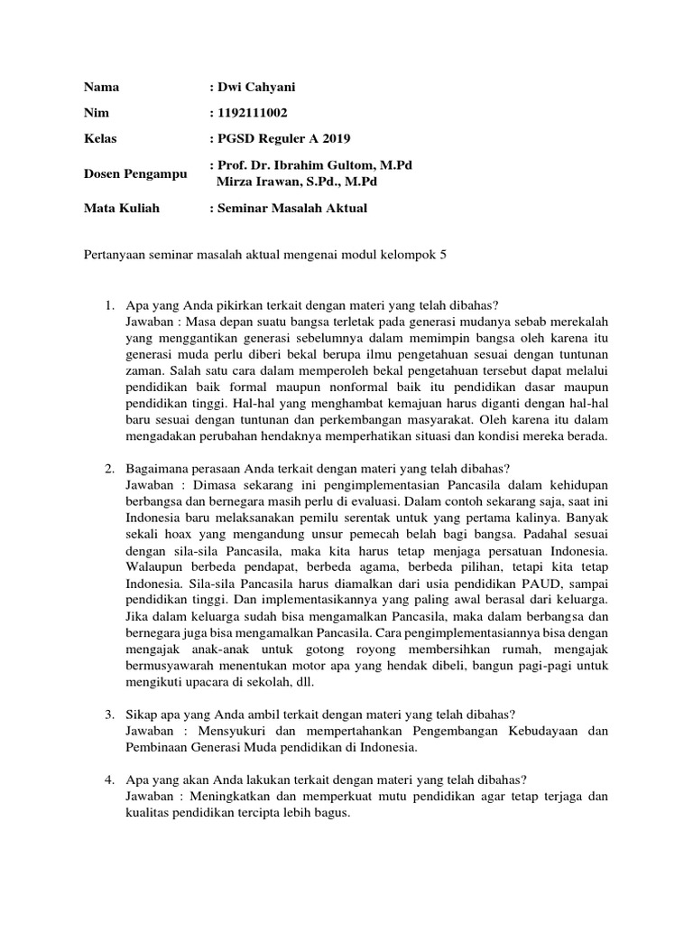 Soal Seminar Masalah Aktual Dwi Cahyani - 1 | PDF