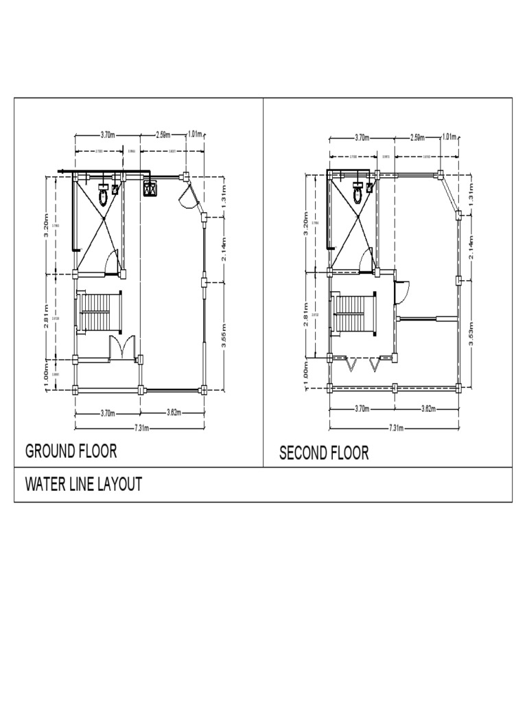 Second Floor Ground Floor Water Line Layout: 3.70m 2.59m 1.01m 3.70m 2 ...