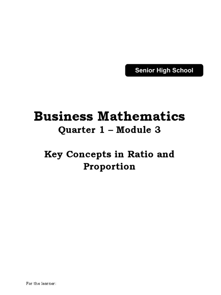 Key Concepts of Ratio and Proportion | PDF | Learning | Ratio
