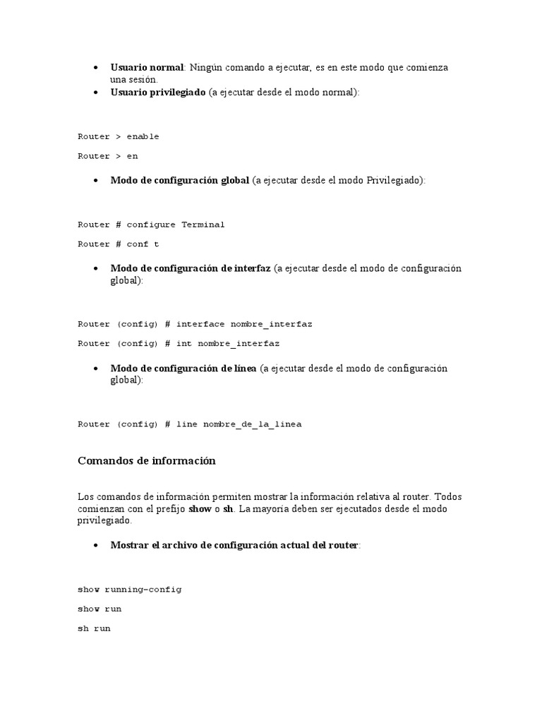 Comandos Basicos Cisco | PDF | Enrutador (Computación) | Protocolos de comunicaciones