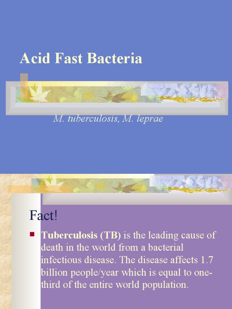 Acid Fast Bacteria: M. Tuberculosis, M. Leprae | Download Free PDF ...
