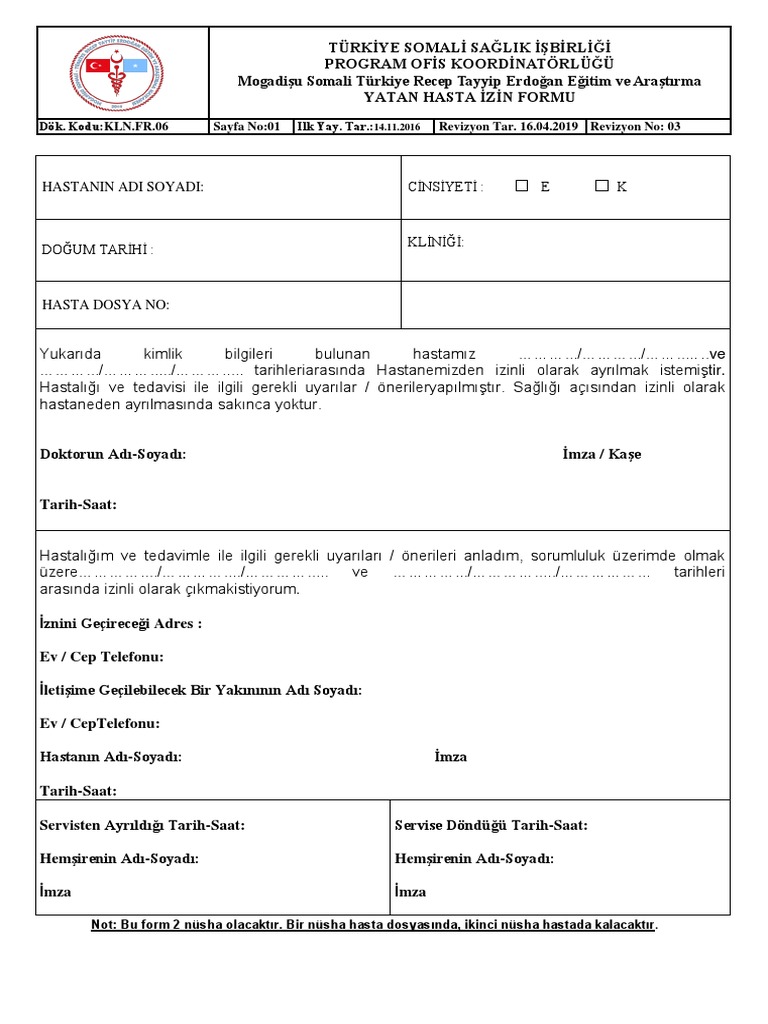 .06 Yatan Hasta - Zin Formu | PDF