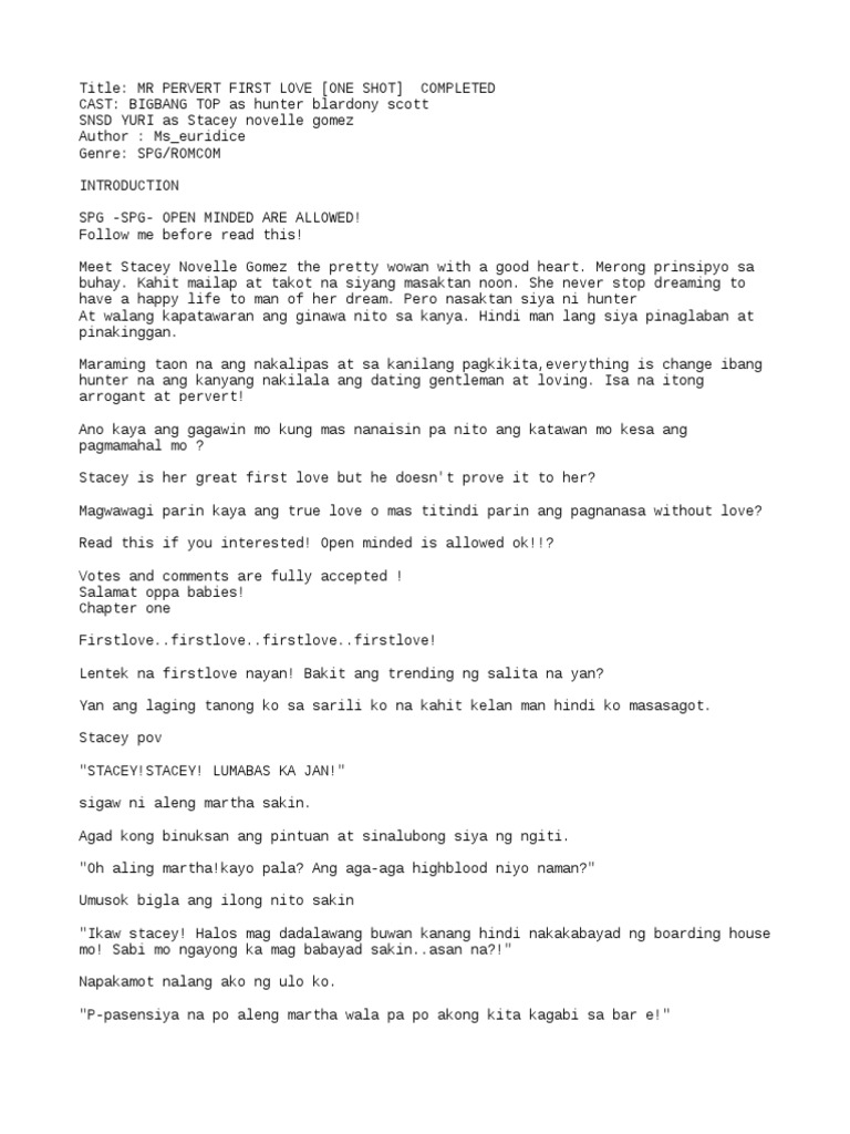 (SPG) MR Pervert First Love Oneshot | PDF