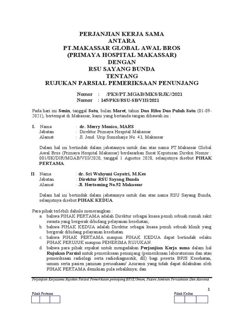 (2021) Pks Mou Parsial Draft General | PDF | Hukum