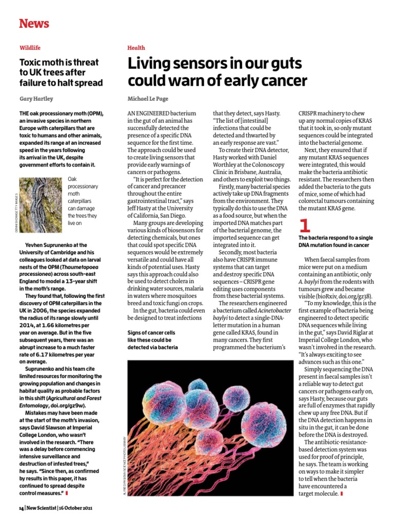 Living Sensors in Our Guts Could Warn of Early Cancer: Toxic Moth Is ...
