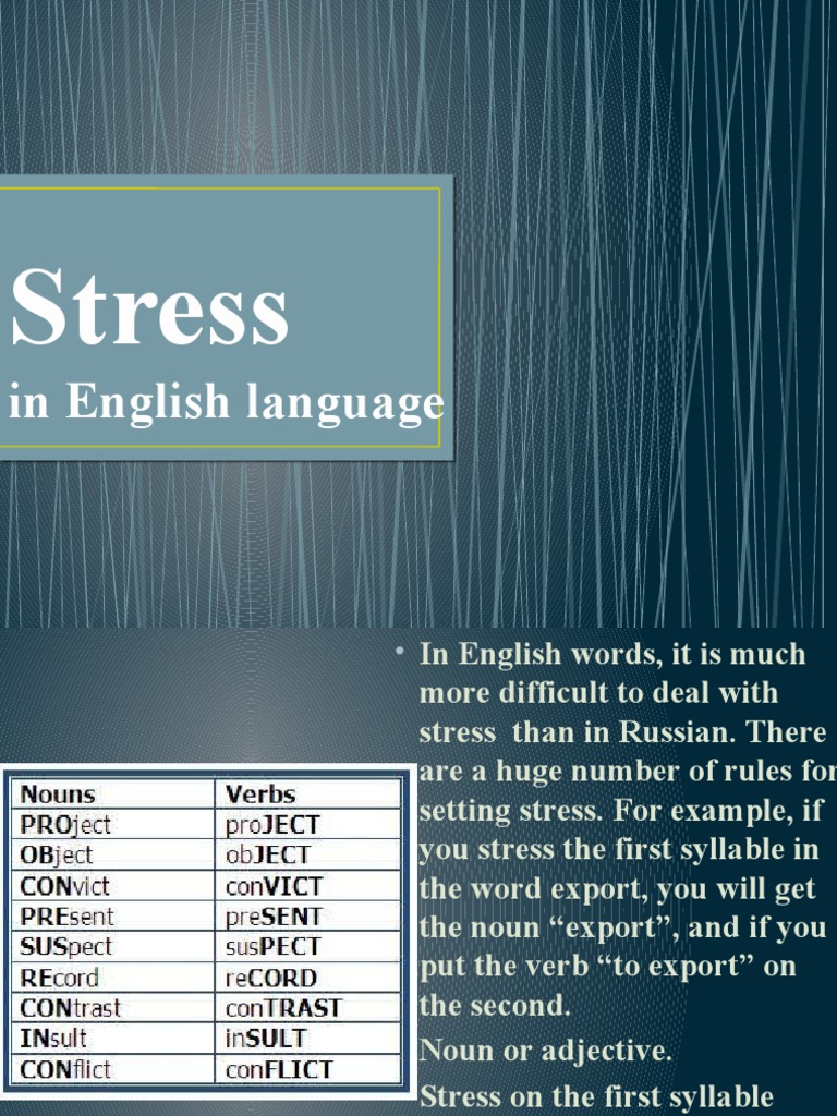 Stress in English Language | PDF | Stress (Linguistics) | English Language