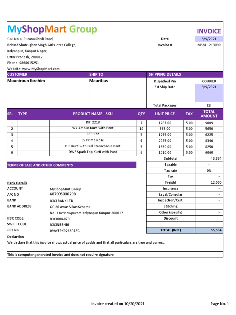 Invoice Sample | PDF | Invoice | Government