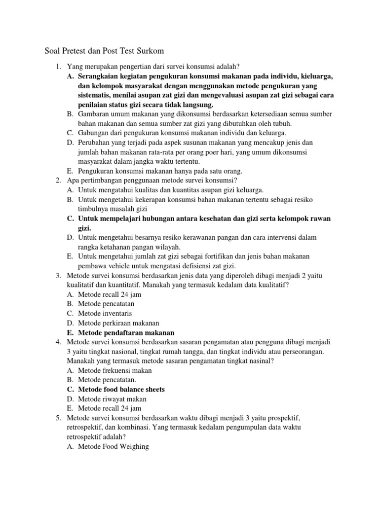 Soal Pretest Dan Post Test Surkom | PDF