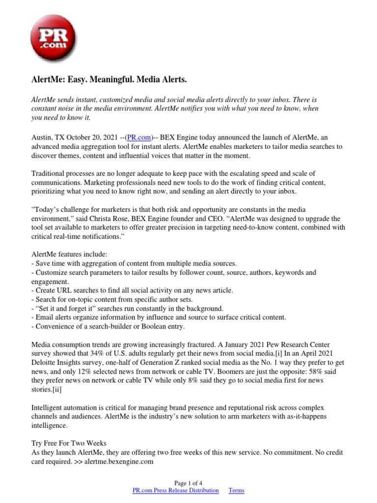 AlertMe: Easy. Meaningful. Media Alerts. | PDF | Popular Culture ...
