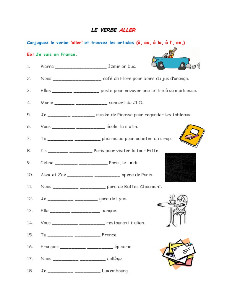 Exercices sur le verbe aller | PDF | Arts du langage et discipline