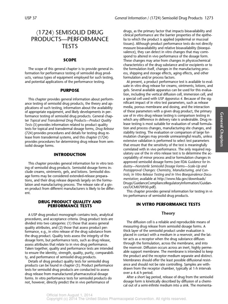 USP Chapter 1724 | PDF | Topical Medication | Chemistry