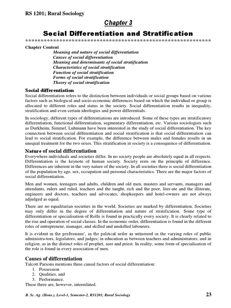 1.2.ag. 3. Social Differentiation and Stratification | PDF | Social ...