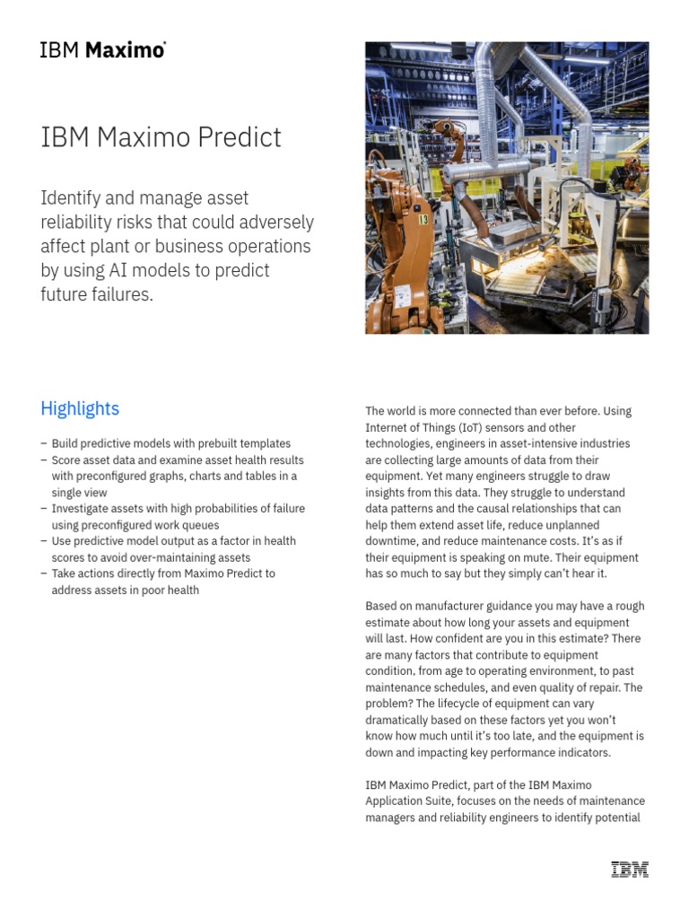 IBM Maximo Predict | PDF | Internet Of Things | Ibm