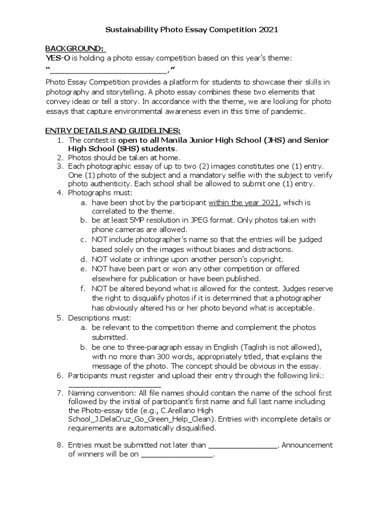 Photo Essay Contest | PDF | Essays