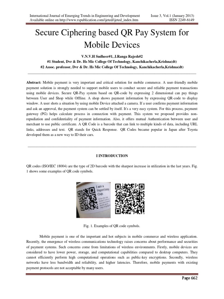 Secure Ciphering Based QR Pay System For Mobile Devices | PDF | Public ...