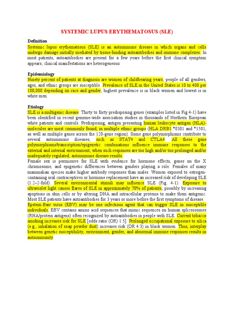 Systemic Lupus Erythematosus | PDF | Immune System | Cytokine