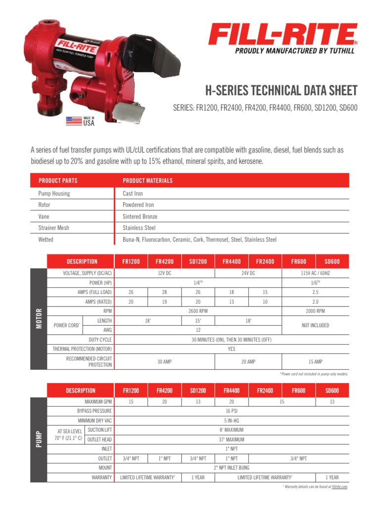 H-Series Technical Data Sheet: SERIES: FR1200, FR2400, FR4200, FR4400 ...