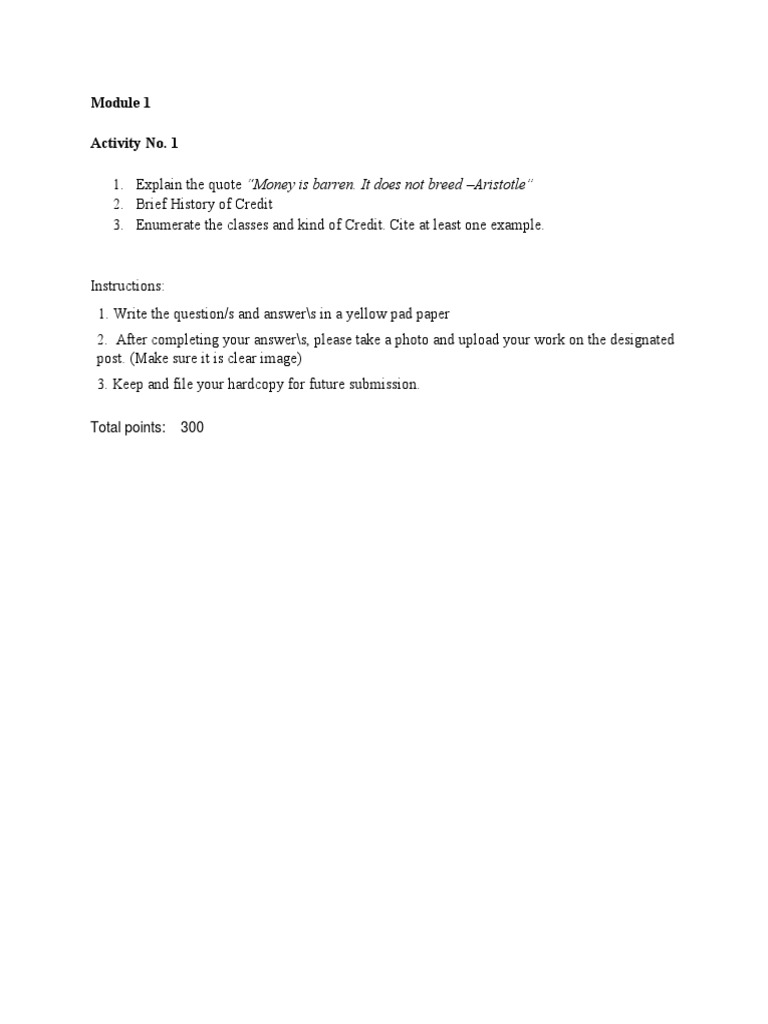 Finman6 Prelim Module No. 1 Activity No. 1 | PDF | Finance & Money ...