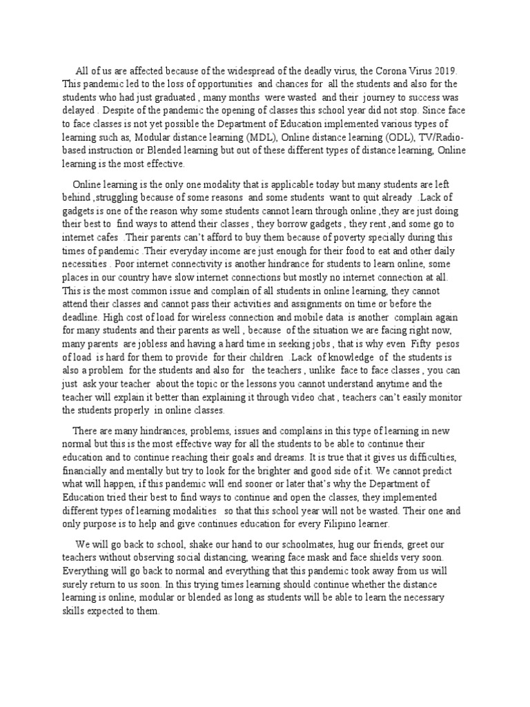 Argumentative Essay | PDF | Learning | Distance Education