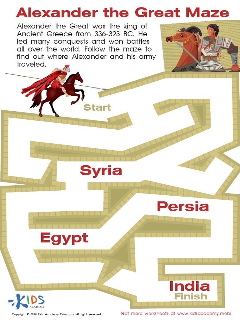 Grade 3 Alexander The Great Maze Worksheet | PDF