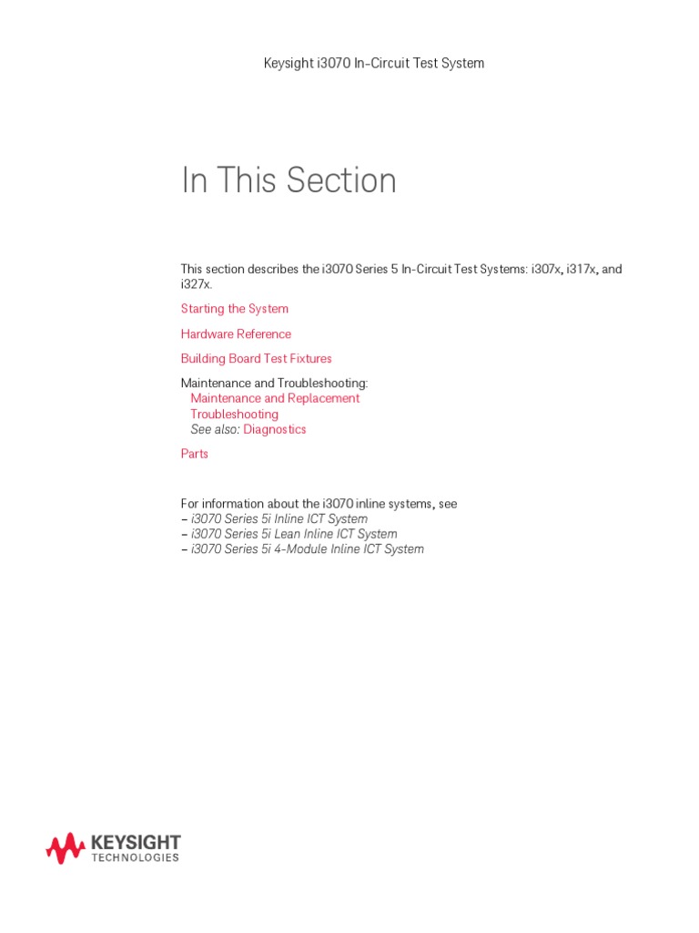 Keysight i3070 ICT System Overview | PDF