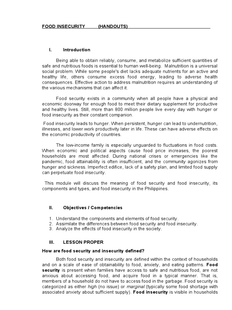 Food Insecurity | Download Free PDF | Food Security | Foods