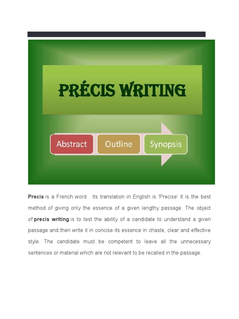 Precis Writing English | PDF | Phrase | Verb